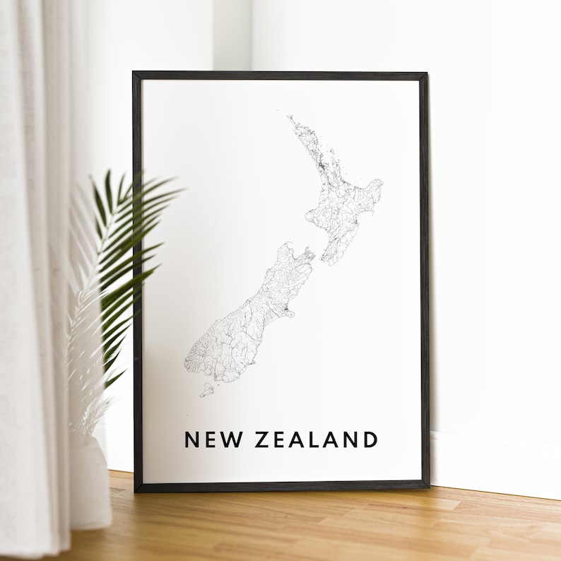 New Zealand Map Print New Zealand Map Poster Download New Zealand ...