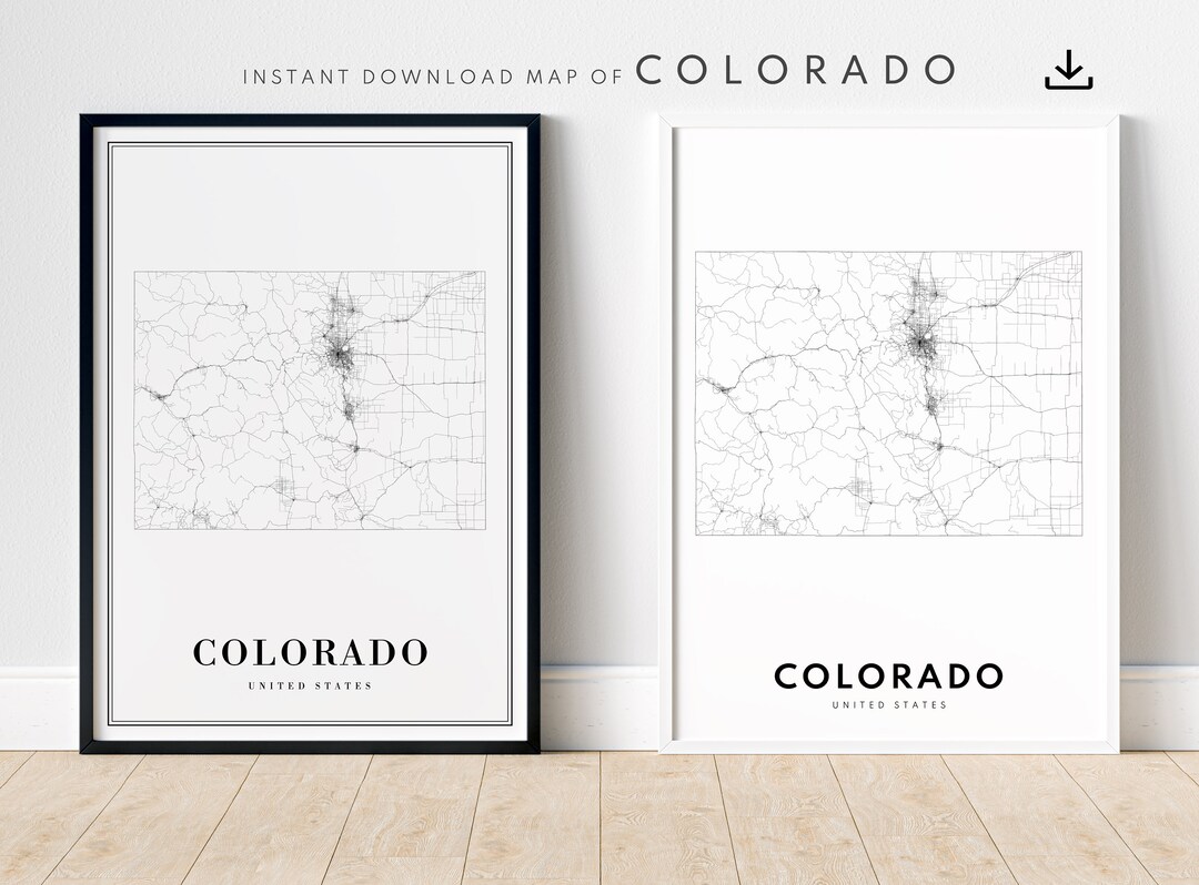 Colorado State Map Print Download Colorado Map Poster Colorado - Etsy