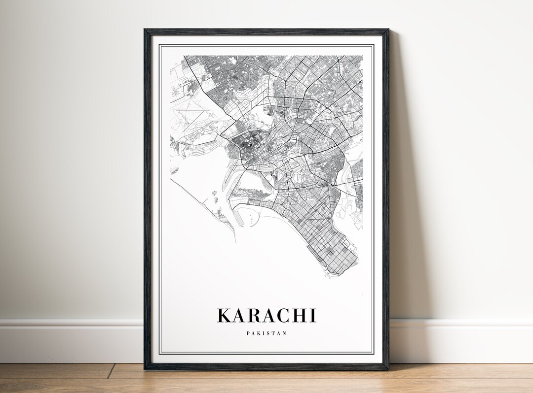 Karachi Map Print Karachi Pakistan Map Poster Download Karachi ...