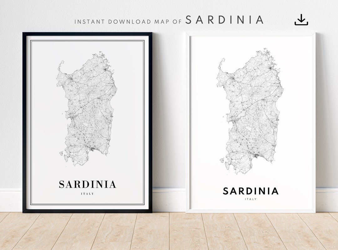 Sardinia Italy Print Sardinia Map Poster Sardinia Download - Etsy