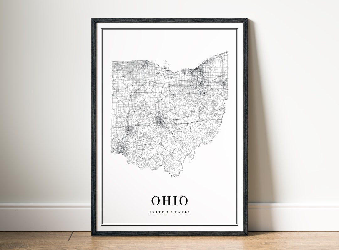 Ohio State Map Print Instant Download Ohio Map Poster Ohio Printable ...