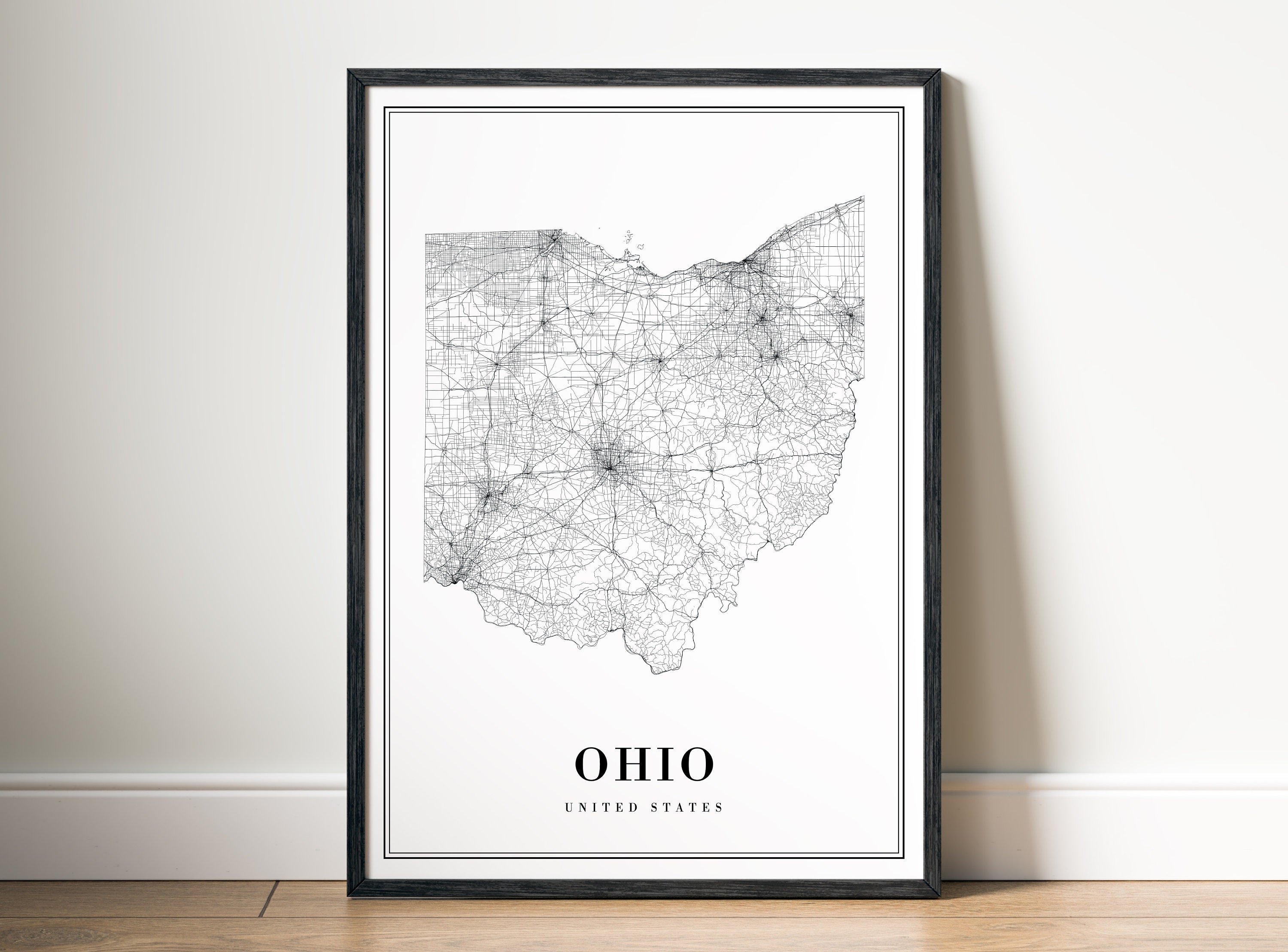 Ohio State Map Print Instant Download Ohio Map Poster Ohio - Etsy