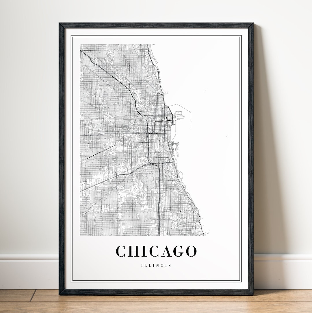Chicago Map Print Chicago Map Poster Chicago Instant Download - Etsy