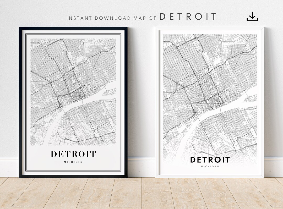 Instant Download Detroit Michigan Map Print Detroit Map Poster - Etsy