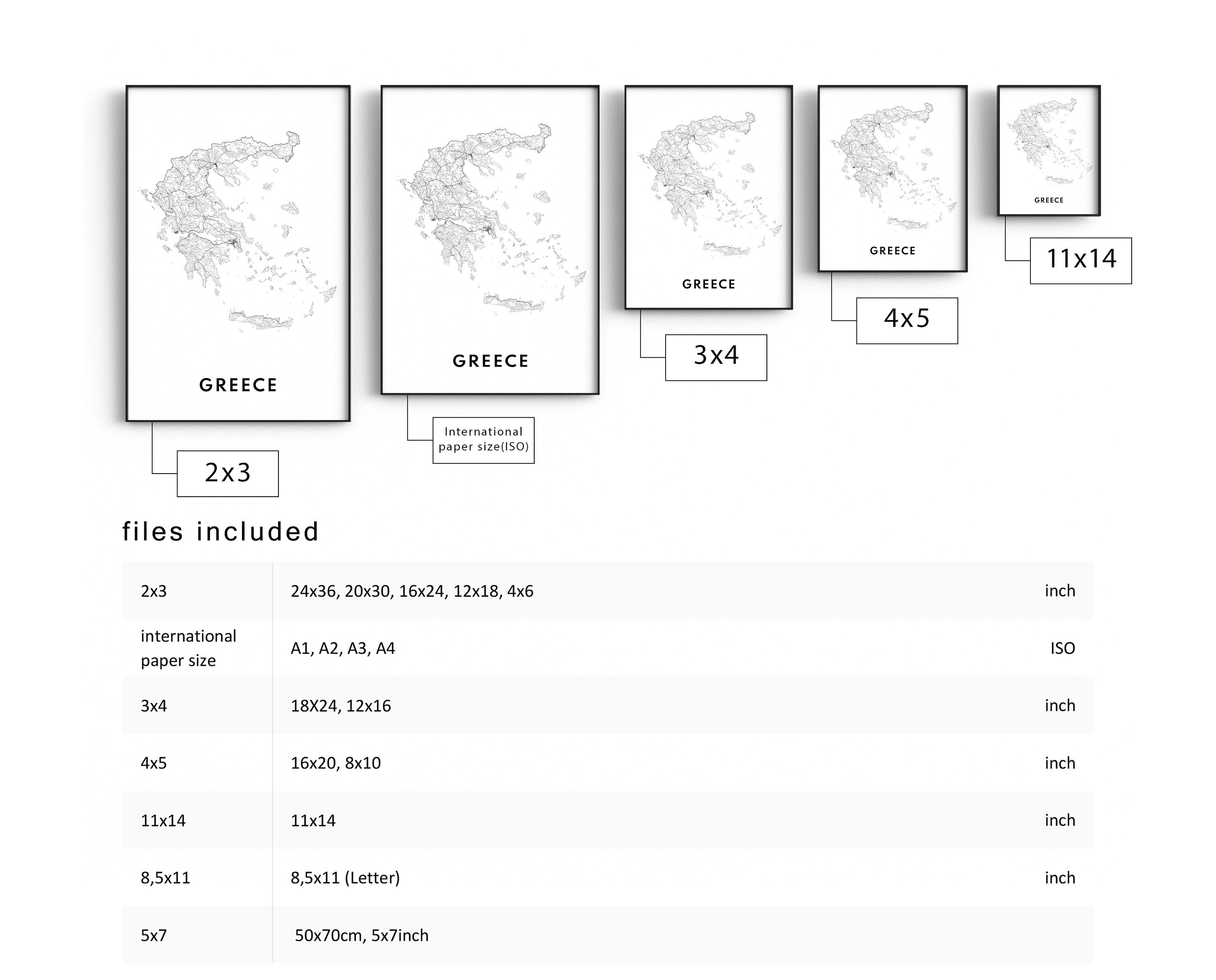 Greece Map Print Greece Map Poster Download Greece Printable - Etsy