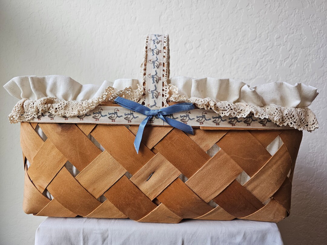 Duck Basket With Handle Cottagecore Decor Vintage Picnic Basket With ...