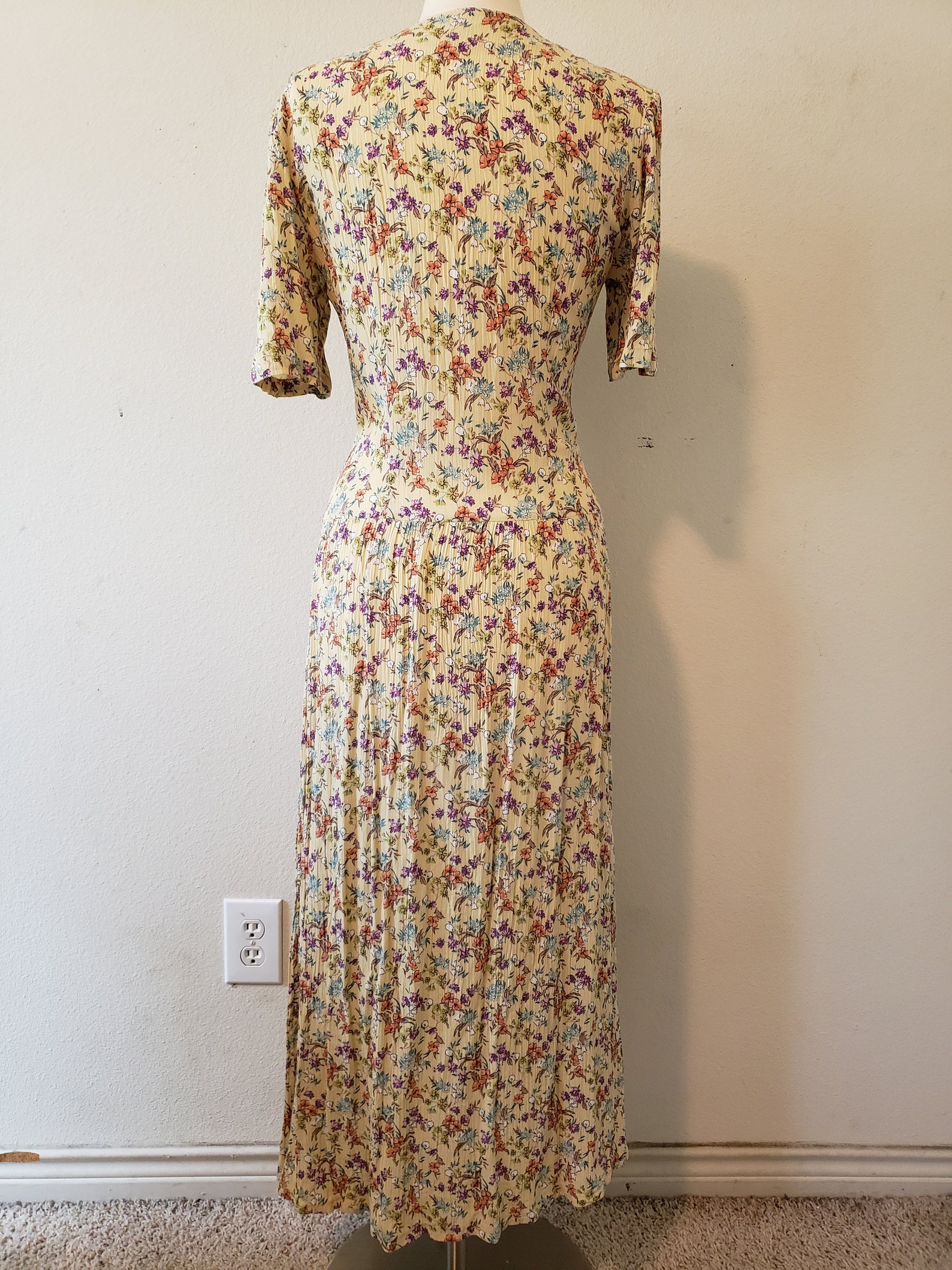 Vintage 90s Floral Yellow Maxi Dress, Vintage Fashion 90's Style ...