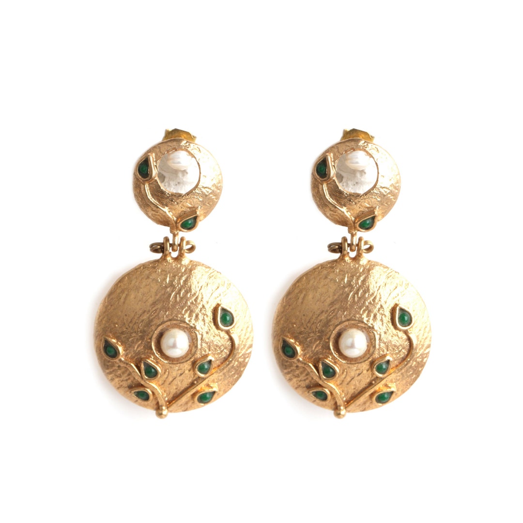 Handmade Gold Turkish Earrings: Pearl & Gemstone Hook Jewelry - Etsy ...