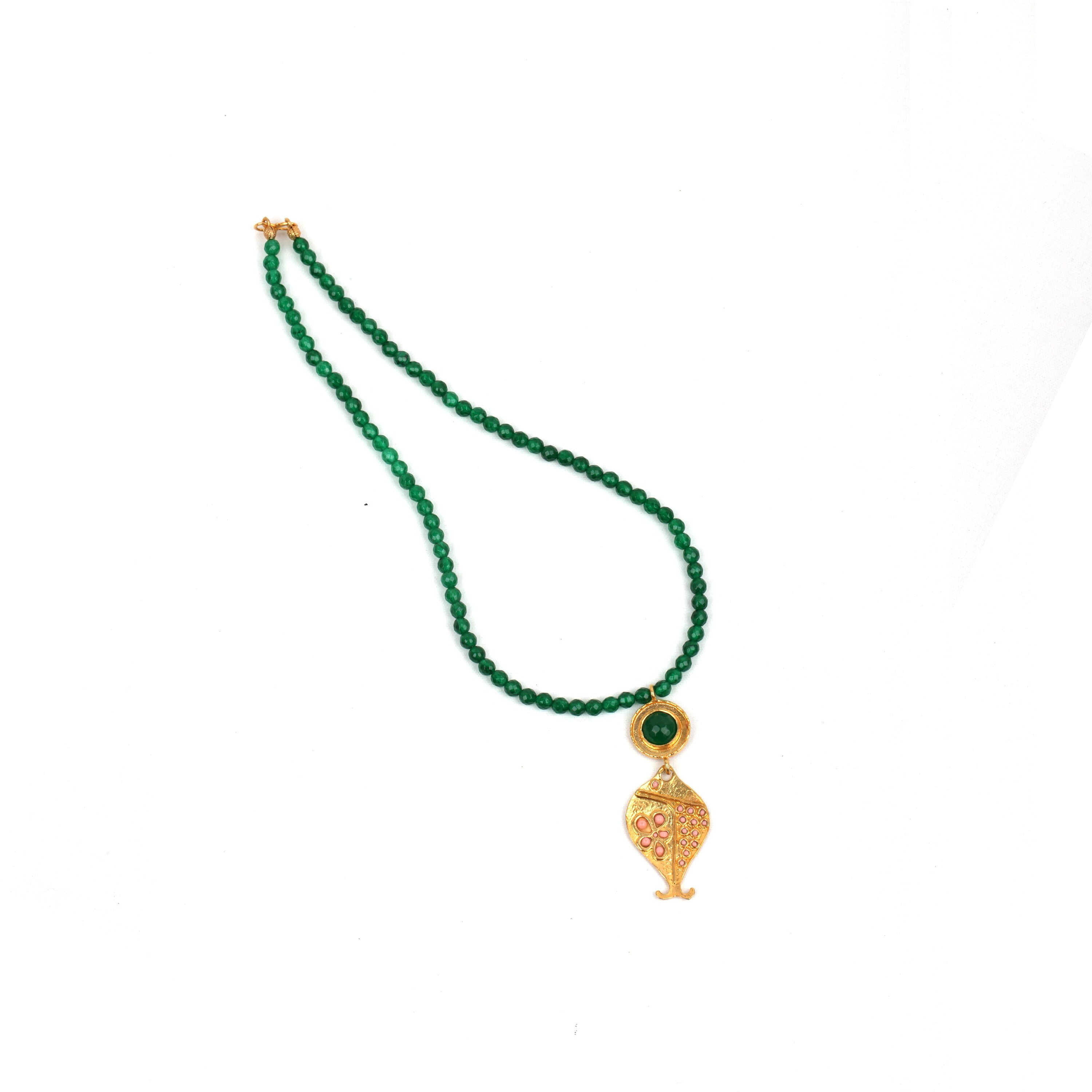 Green Gemstone Fish Necklace: 18k Gold Handmade Charm - Etsy