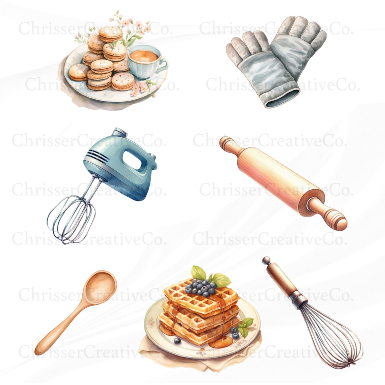 Watercolor Baking Clipart, Baking Supplies, Home Bakery, Cooking ...