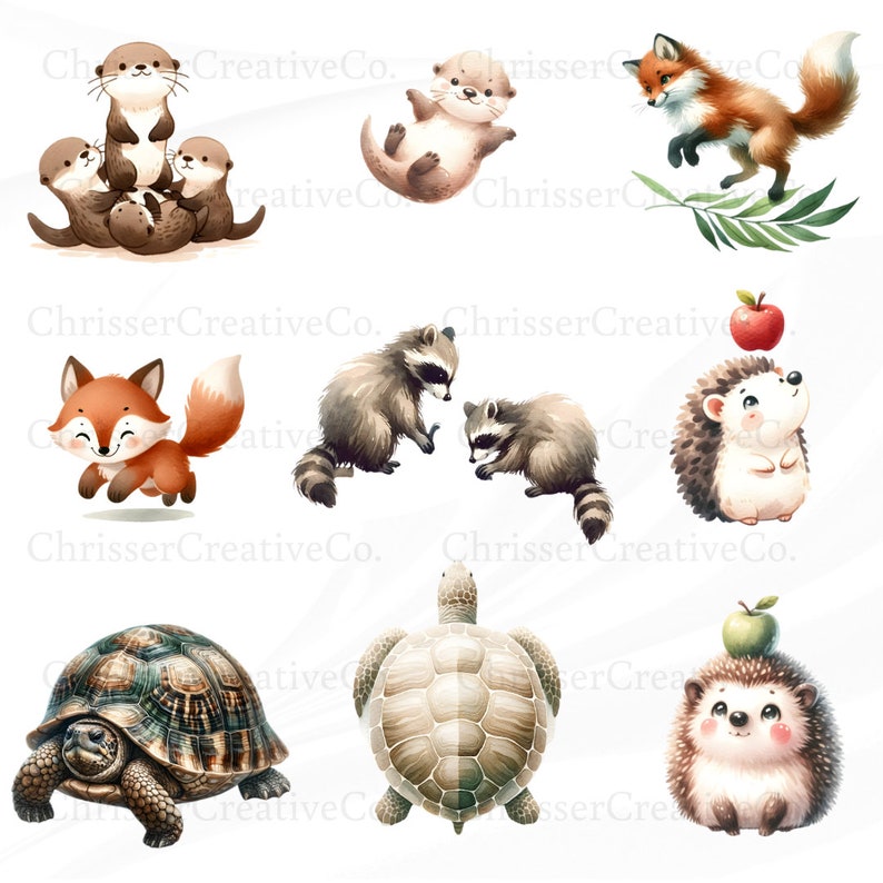 Forest Animals Clip Art, Watercolor Clipart, Safari Animals, Cute ...