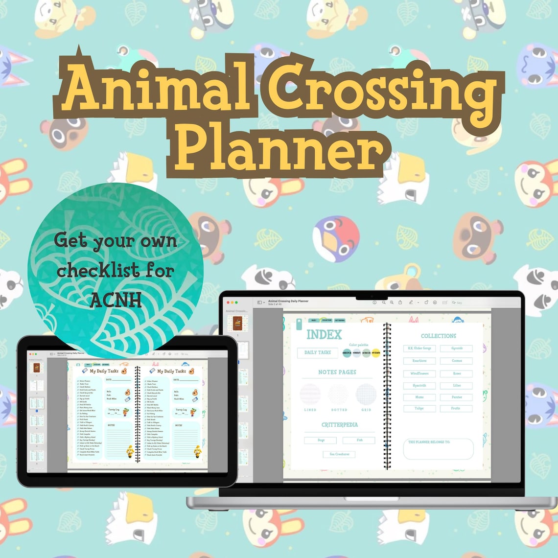 Animal Crossing: New Horizons Planner, Checklist, Digital Planner, Blue ...