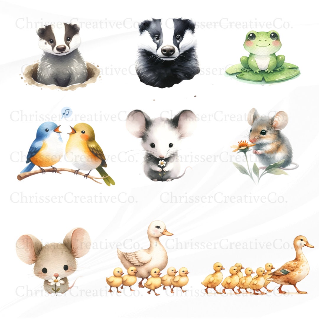 Forest Animals Clip Art, Watercolor Clipart, Safari Animals, Cute ...
