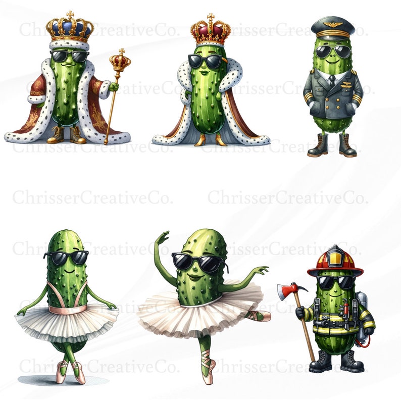 42 Watercolor Pickle Clipart: Character PNG Images (digital Download ...
