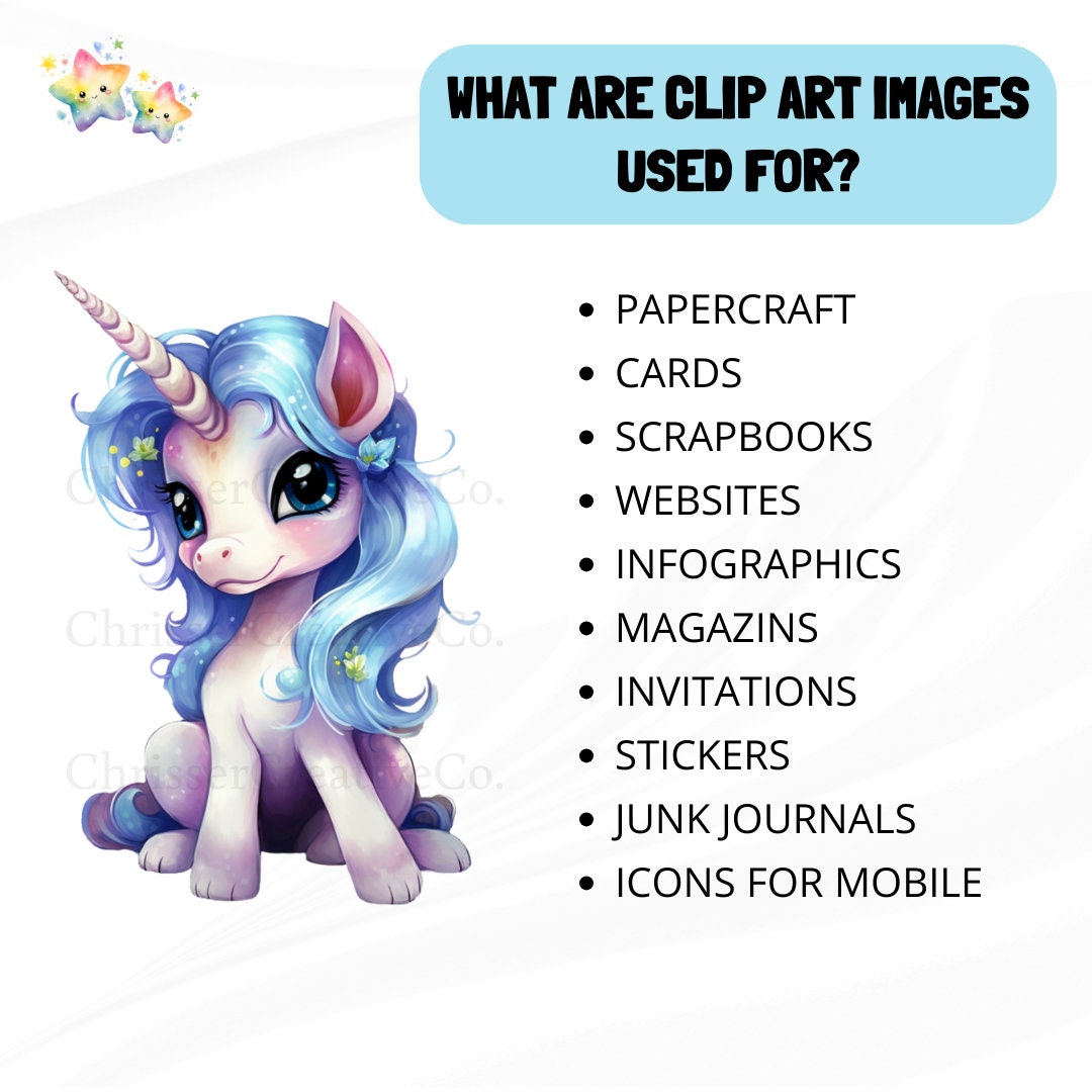 Unicorn Watercolor Clipart Bundle, Cute Kawaii PNG (digital Download ...
