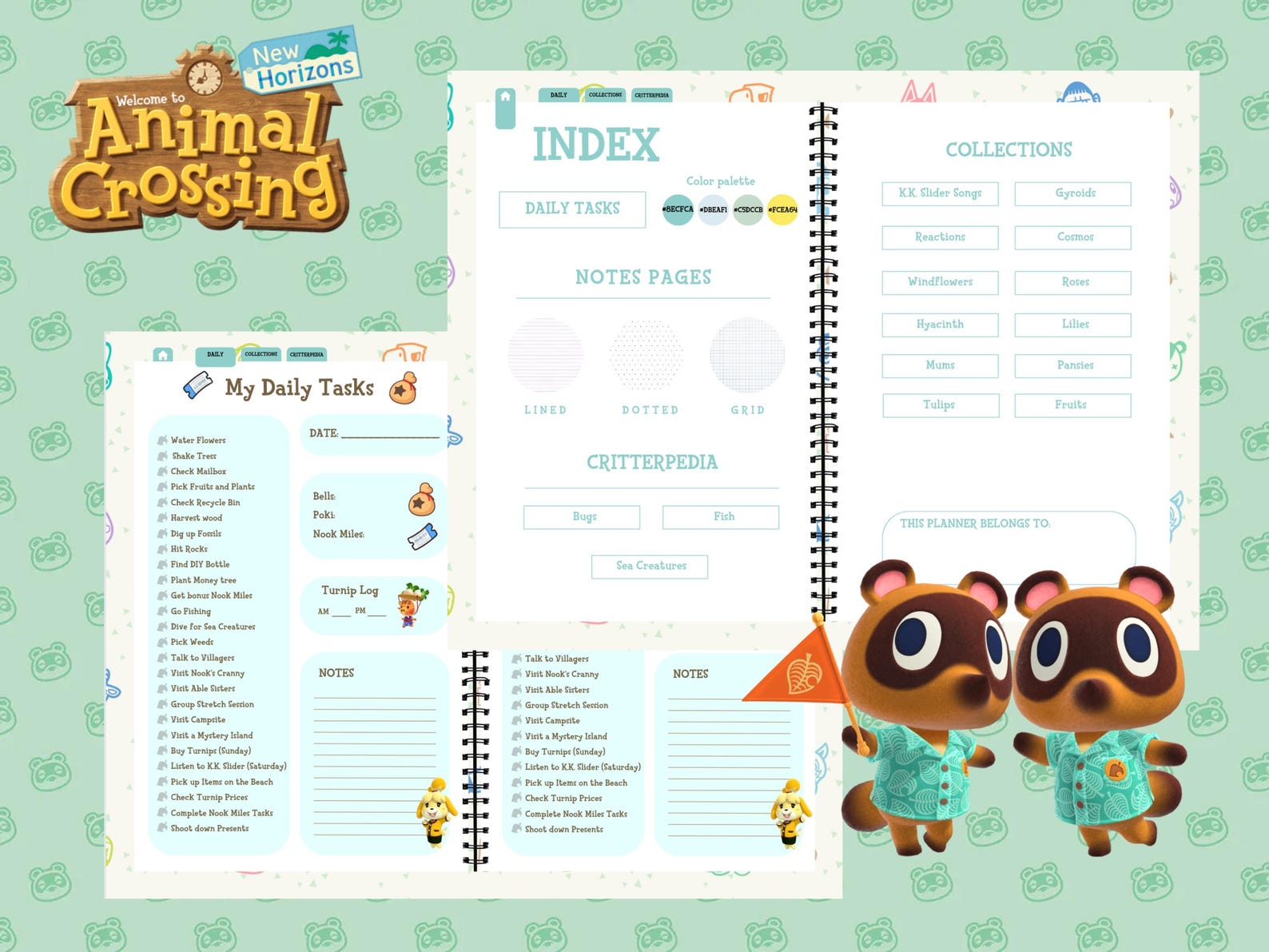 Animal Crossing: New Horizons Planner, Checklist, Digital Planner, Blue ...