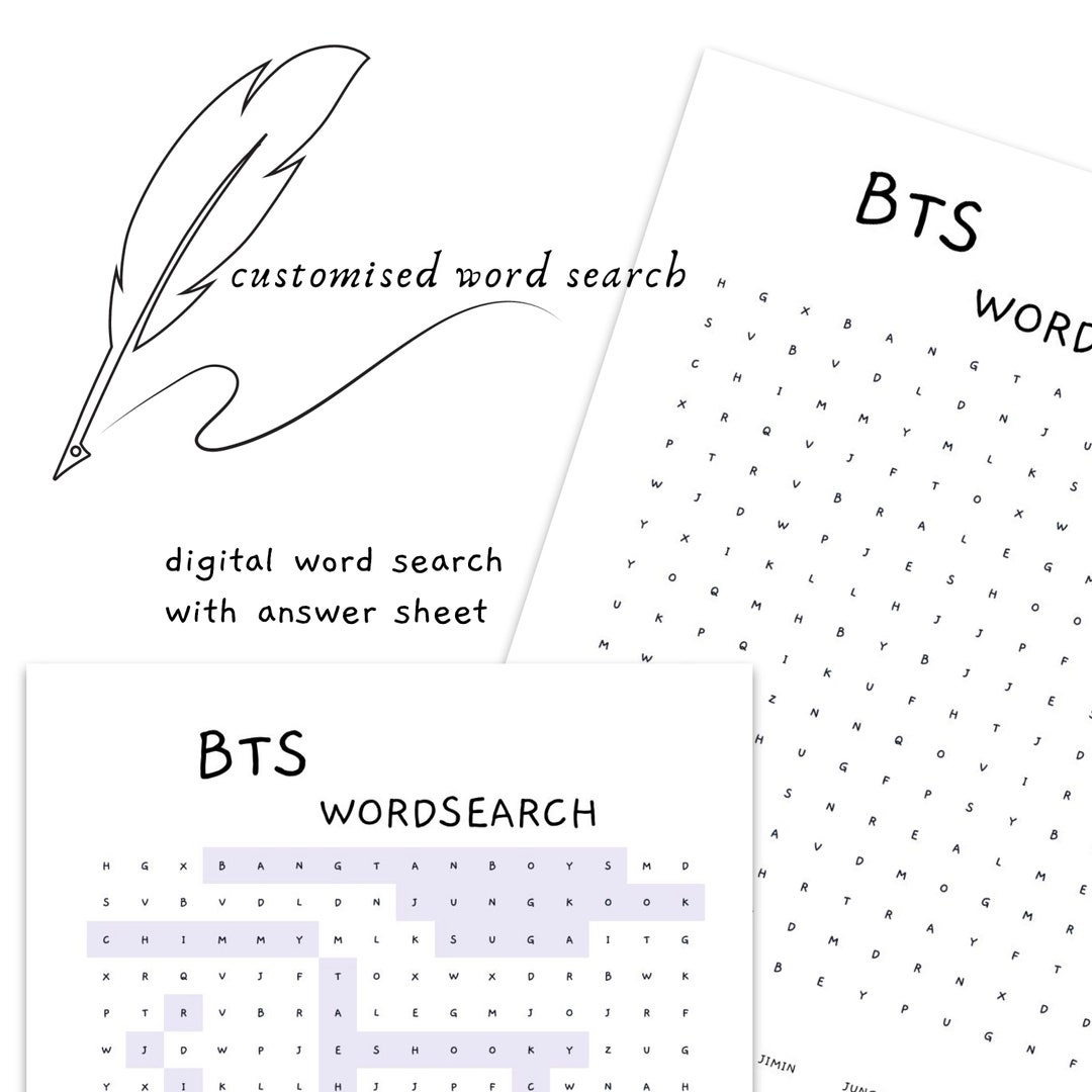 BTS Introductory - Digital Word Search - Etsy
