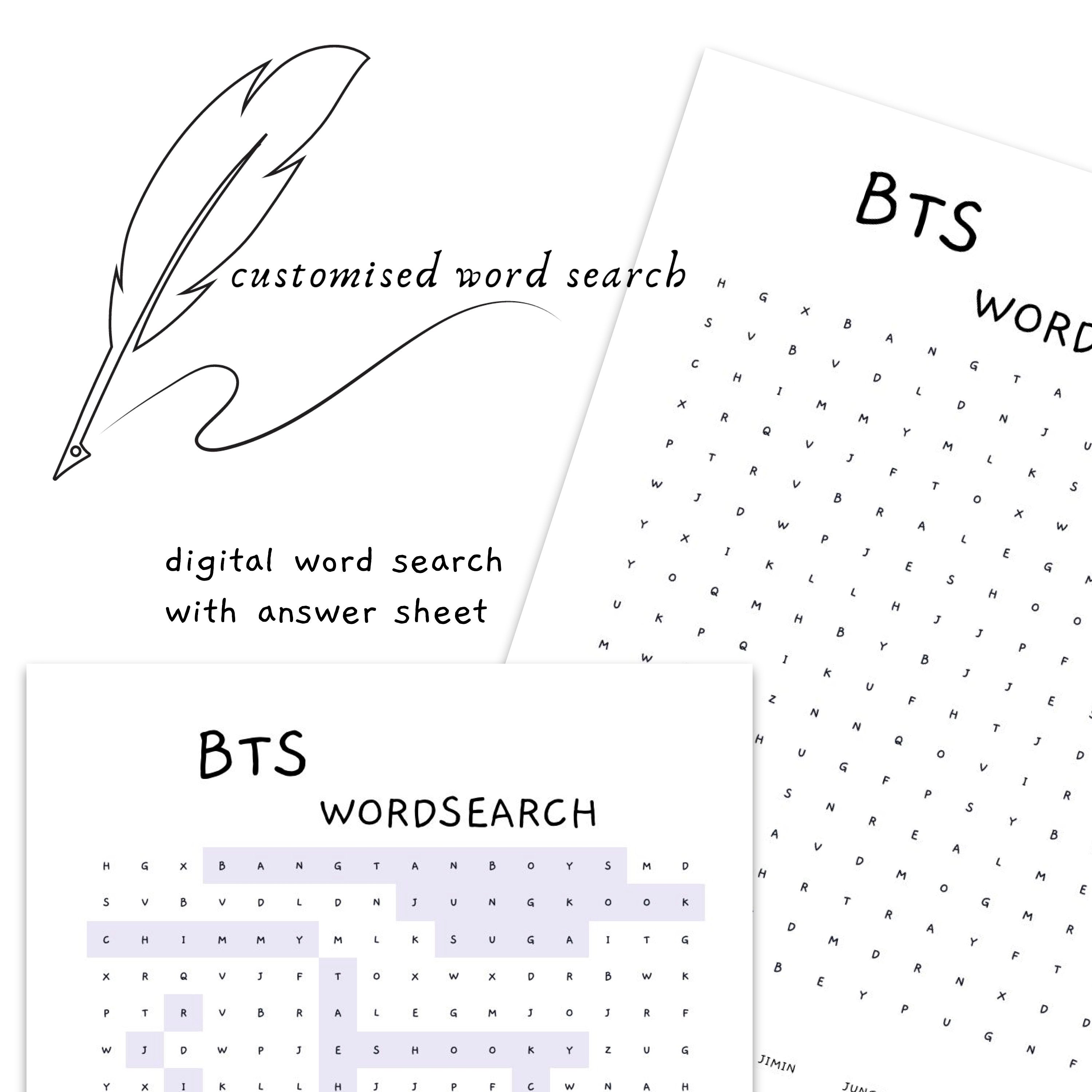 BTS Introductory - Digital Word Search - Etsy