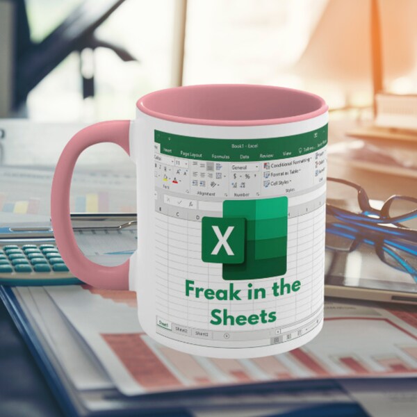 Pink Spreadsheet Mug - Etsy