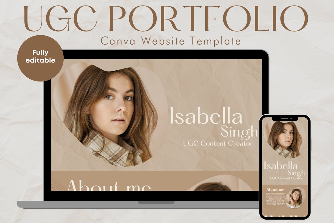 Sleek and Minimalistic UGC Portfolio Website Template | Portfolio Canva ...