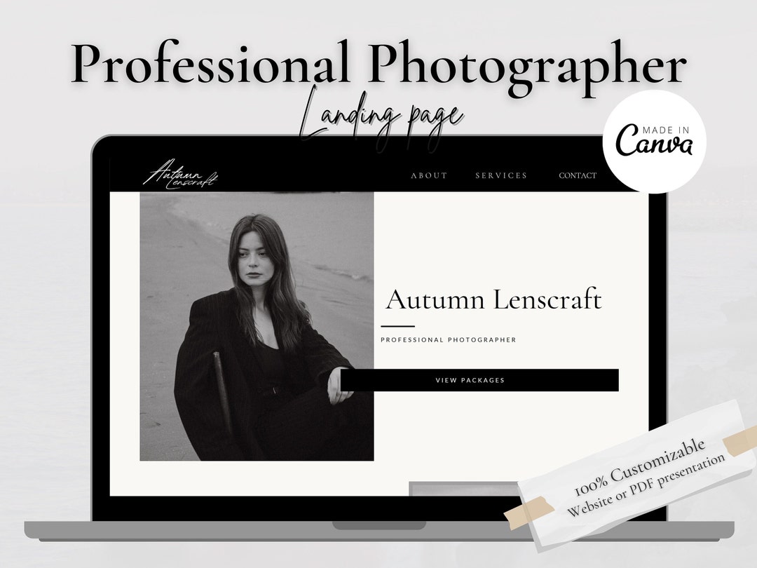 Professional Photographer Website Template Canva | Landing Page | Canva ...