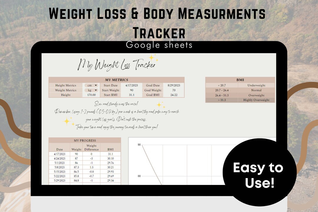Complete Weight Loss Tracker Spreadsheet Google Sheets - Etsy