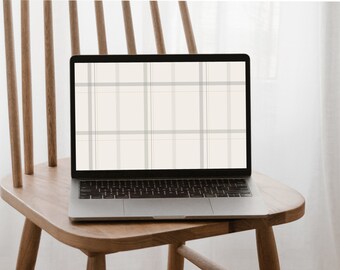 Neutral Gingham Desktop Wallpaper, Beige Minimalist Plaid Background ...