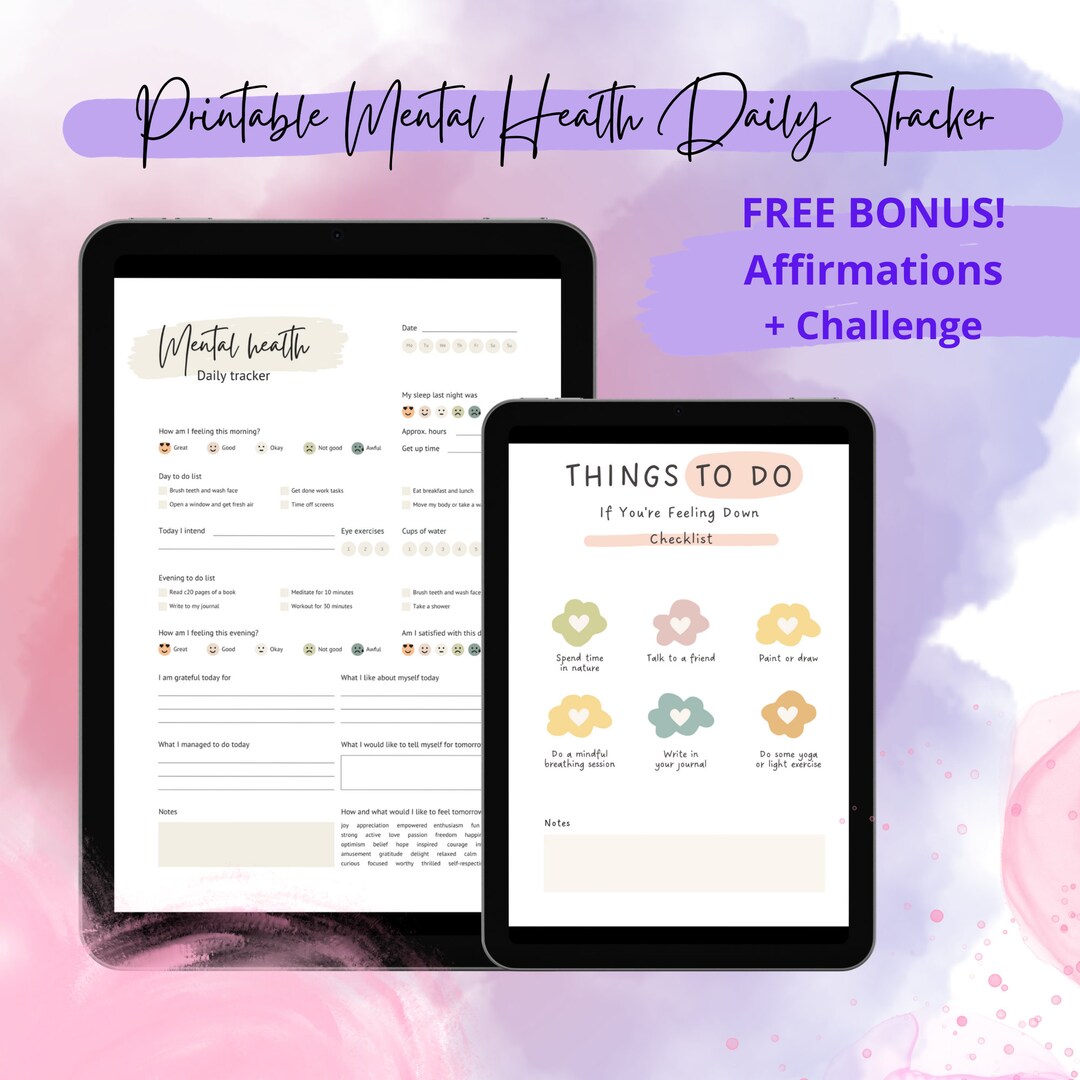 Printable Mental Health Daily Tracker, Mental Health to Do, Mental ...