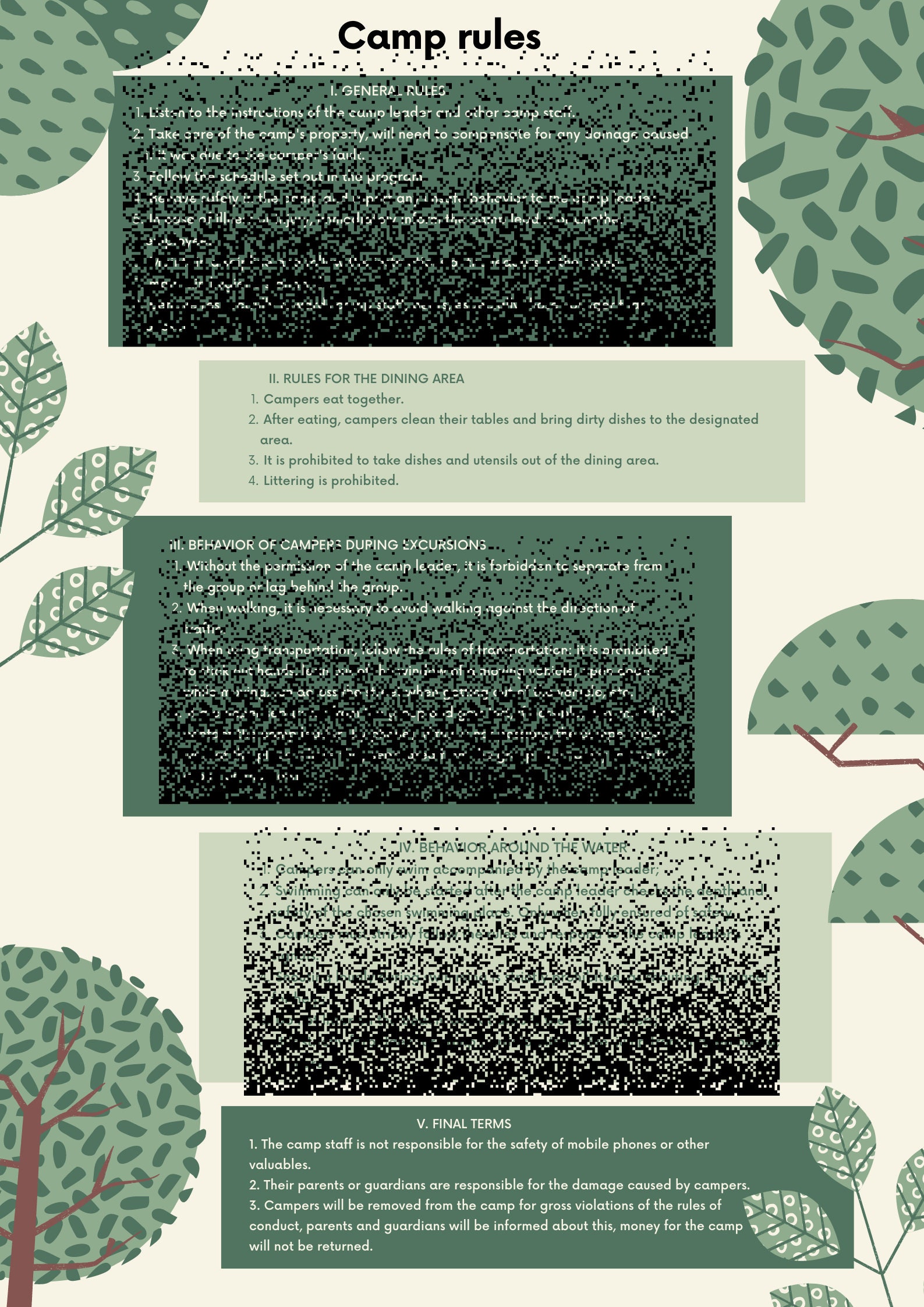 Green Trees Camp Rules for Summer Camps Svg File - Etsy