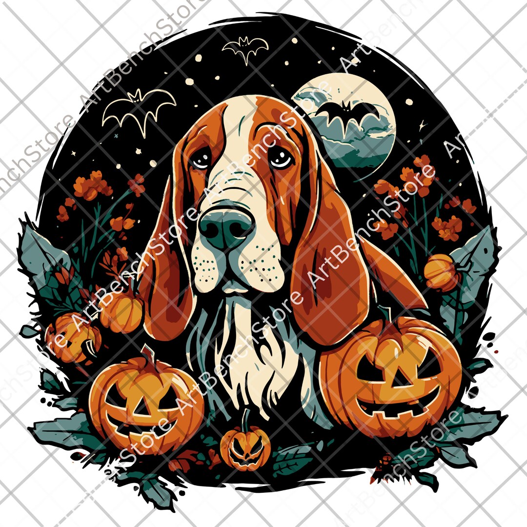 Cute Halloween Basset Hound PNG, Halloween Png, Halloween Pumpkins Png ...