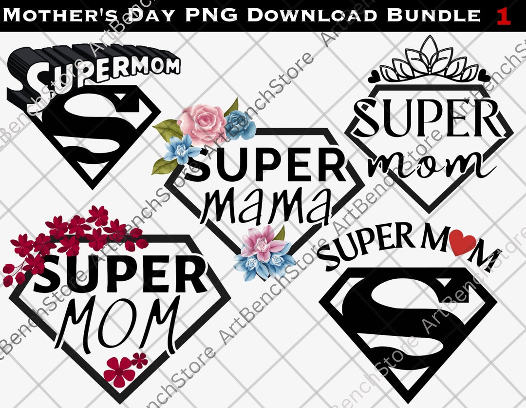 5 Mother's Day Pack Bundle Png, Gift for Mom, Retro Mama Png, Super Mom ...