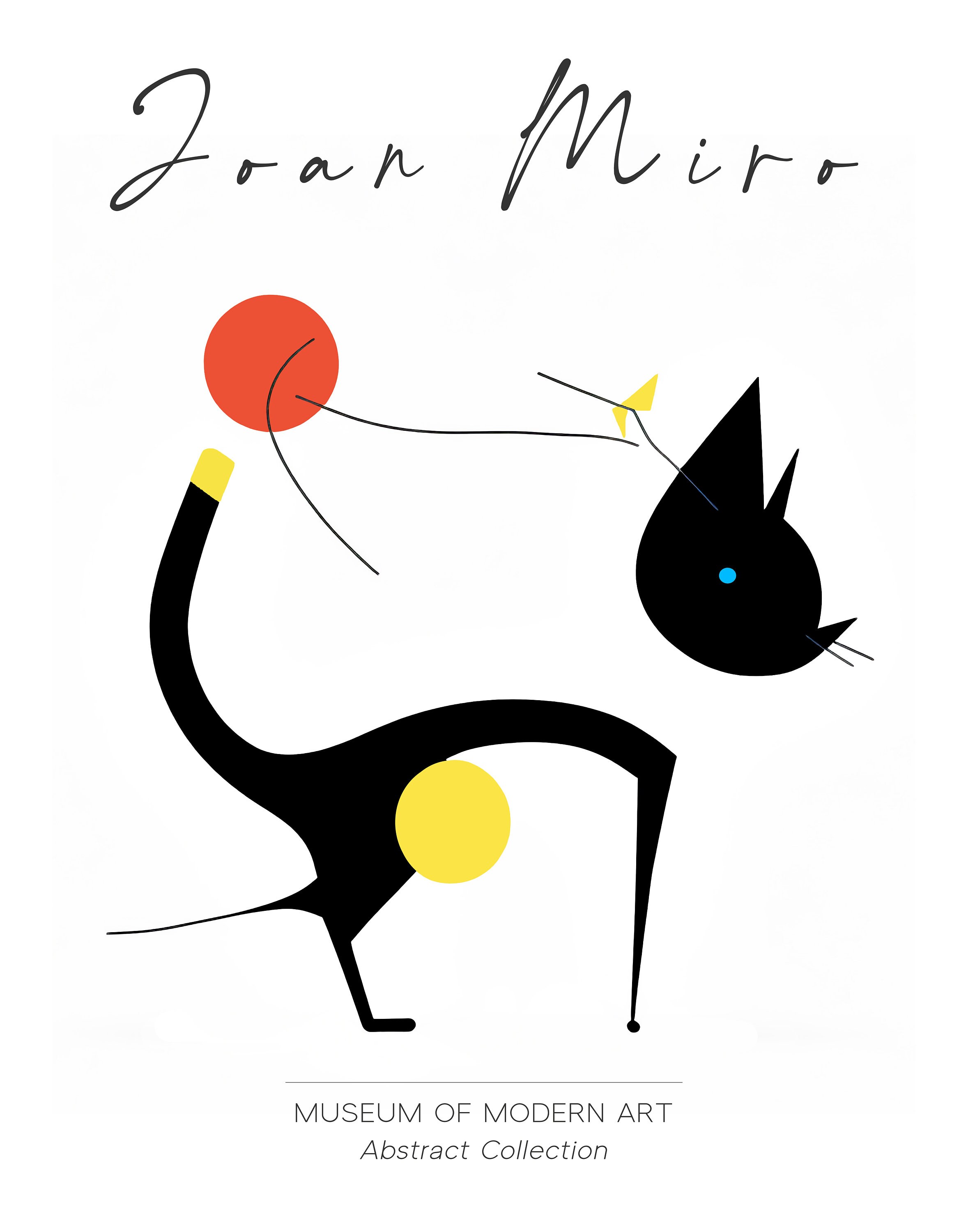 Joan Miro Cat Wall Art Poster Print. Abstract Surrealist Art - Etsy