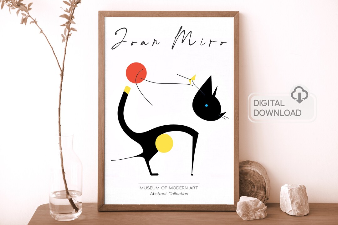 Joan Miro Cat Wall Art Poster Print. Abstract Surrealist Art - Etsy
