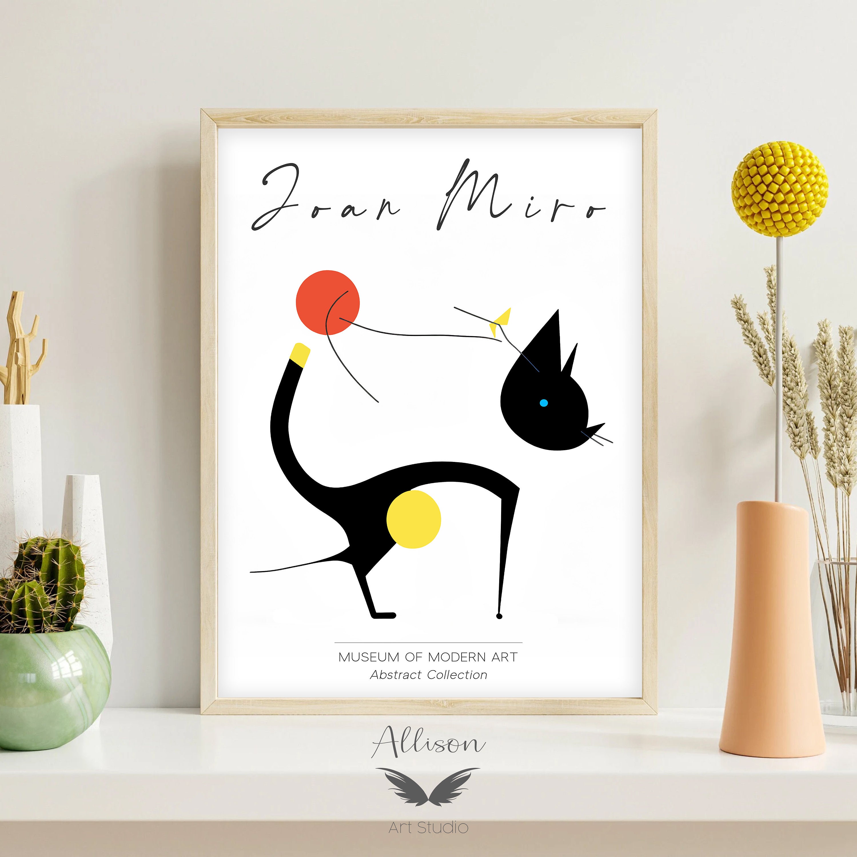 Joan Miro Cat Wall Art Poster Print. Abstract Surrealist Art - Etsy