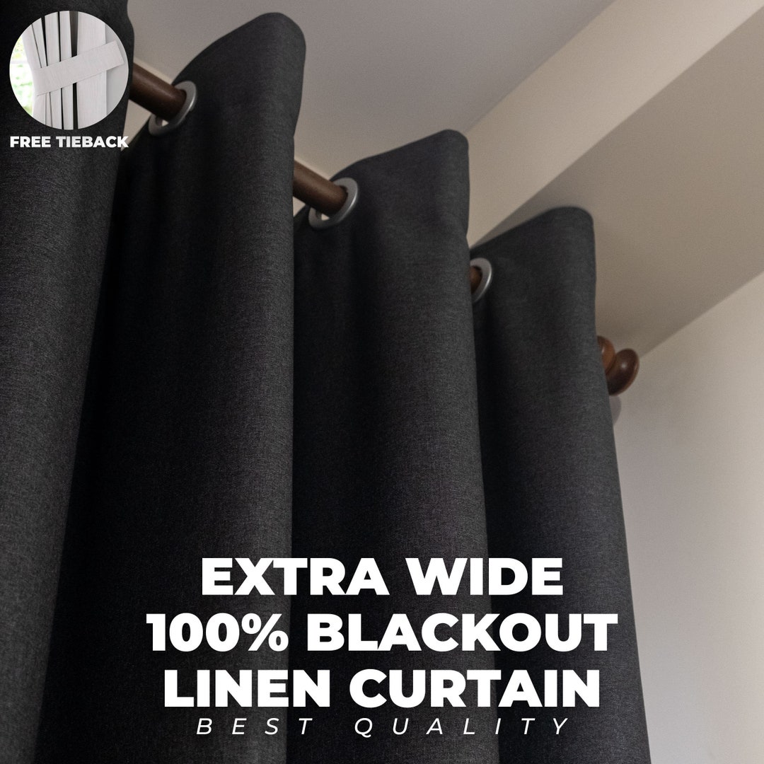 Extra Wide 100 % Blackout Lined Linen Curtains 24 Colors - Etsy