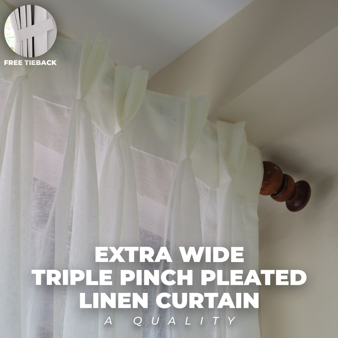 Extra Wide Triple Pinch Pleated Linen Sheer Curtains , 3 Colors , Free ...