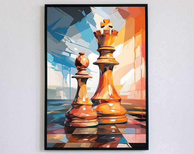 Chess Art, Chess Pieces Prints Pack, Polished Chrome and Glass, Vivid ...