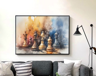 Chess Watercolour Painting, Digital Download, Watercolour Digital Art ...