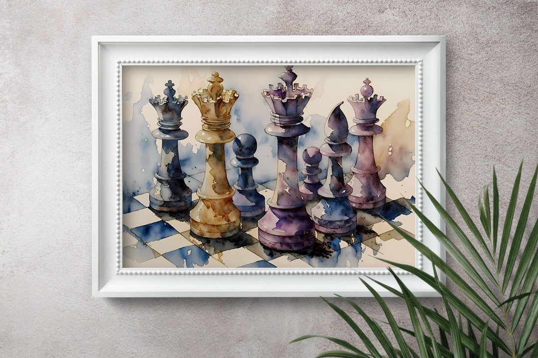 Chess Watercolour Painting, Digital Download, Watercolour Digital Art ...
