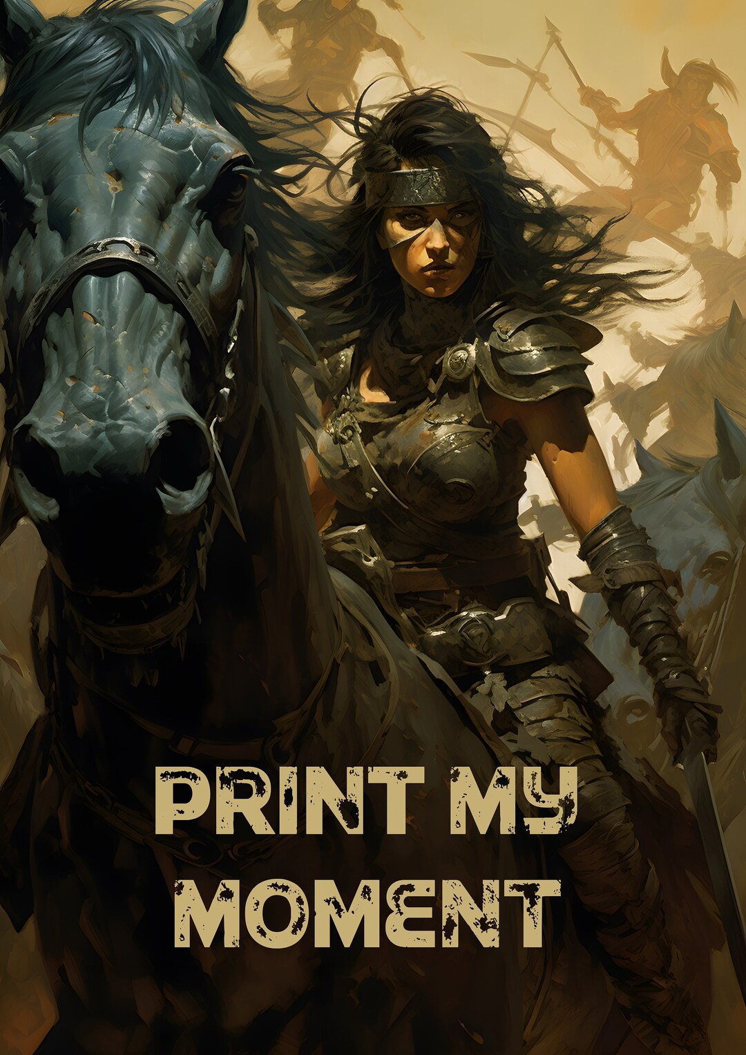 Warrior Barbarian on the Horse, Female Warrior Digital Art Series ...