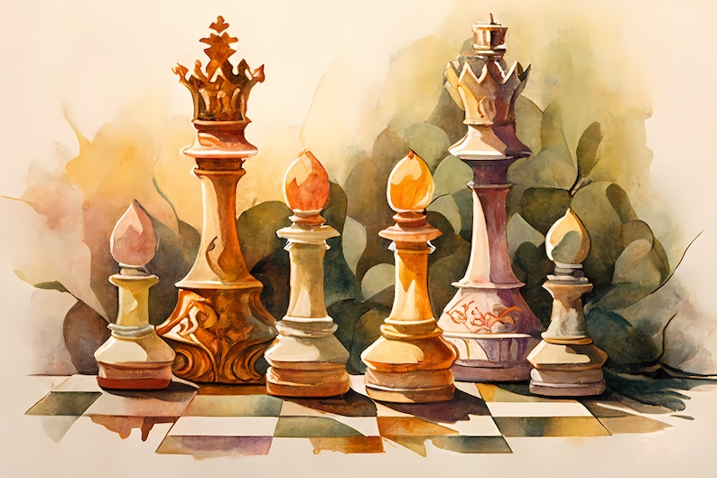 Chess Watercolour Painting, Digital Download, Watercolour Digital Art ...