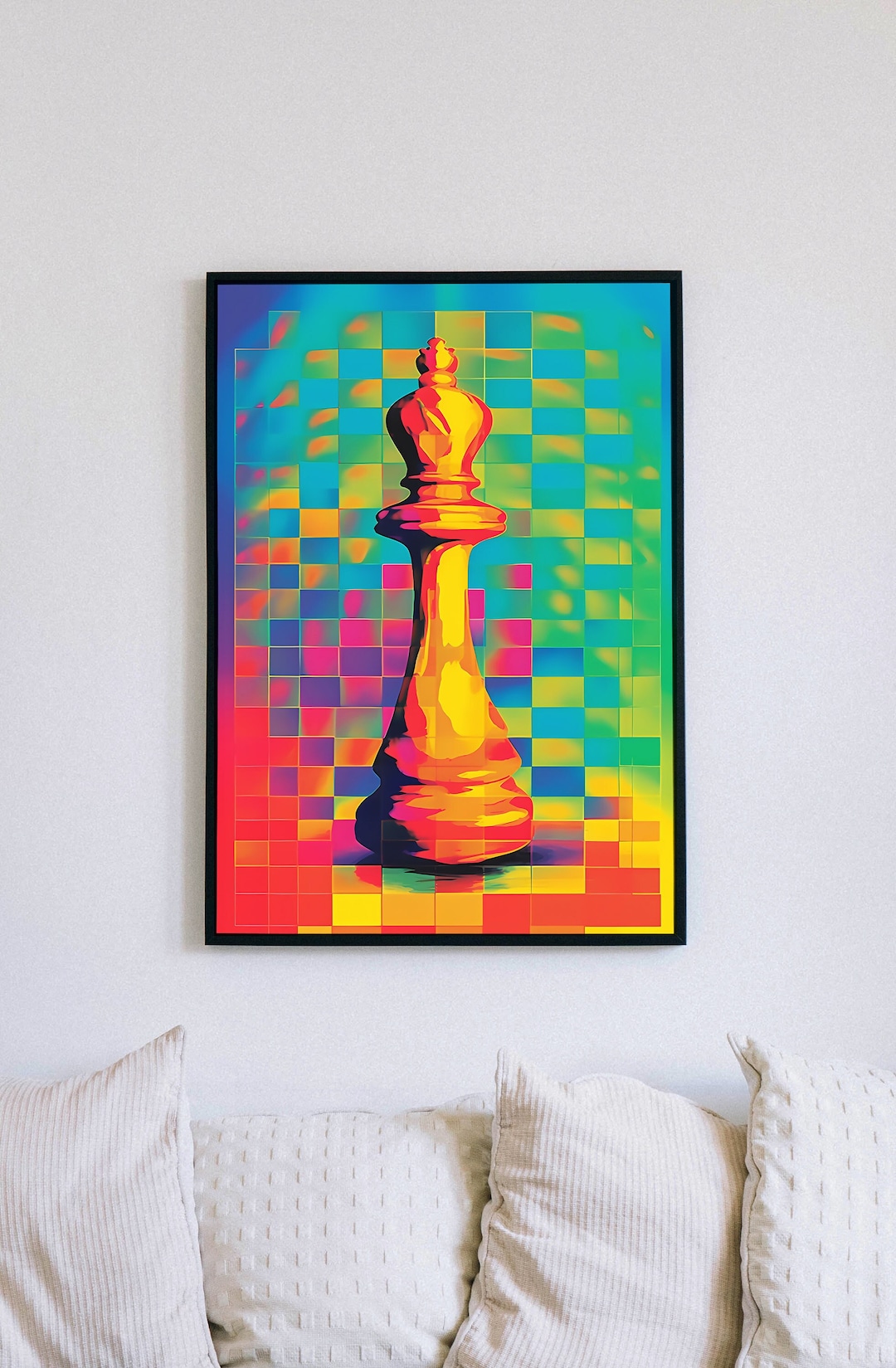 Popart Chess Poster, Chess Piece, Digital Download, Watercolour Digital ...