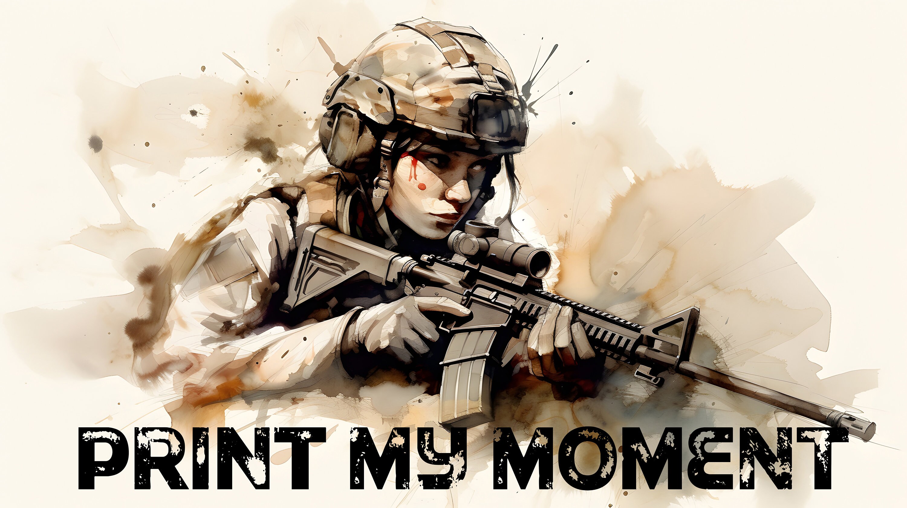 Soldier Female Warrior With a Gun, Female Warrior Series, Sniper, Wall ...