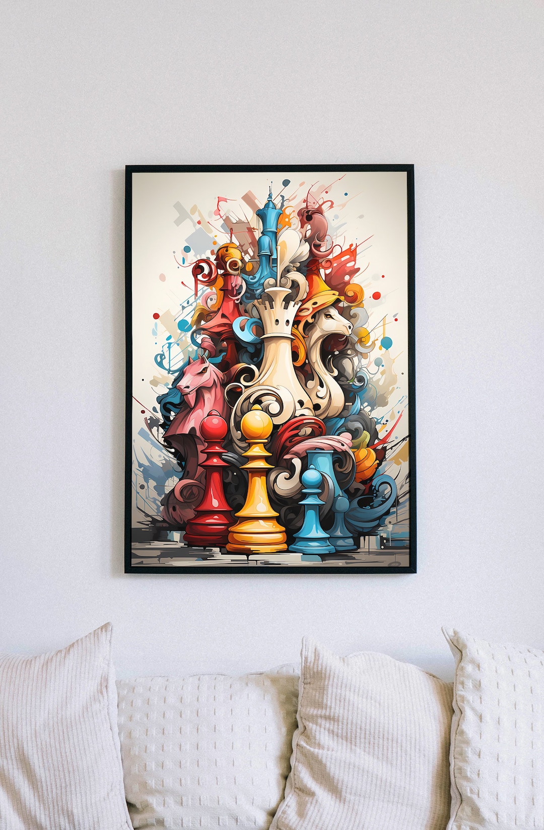 Cartoon Style Chess, Chess Piece, Digital Download, Watercolour Digital ...