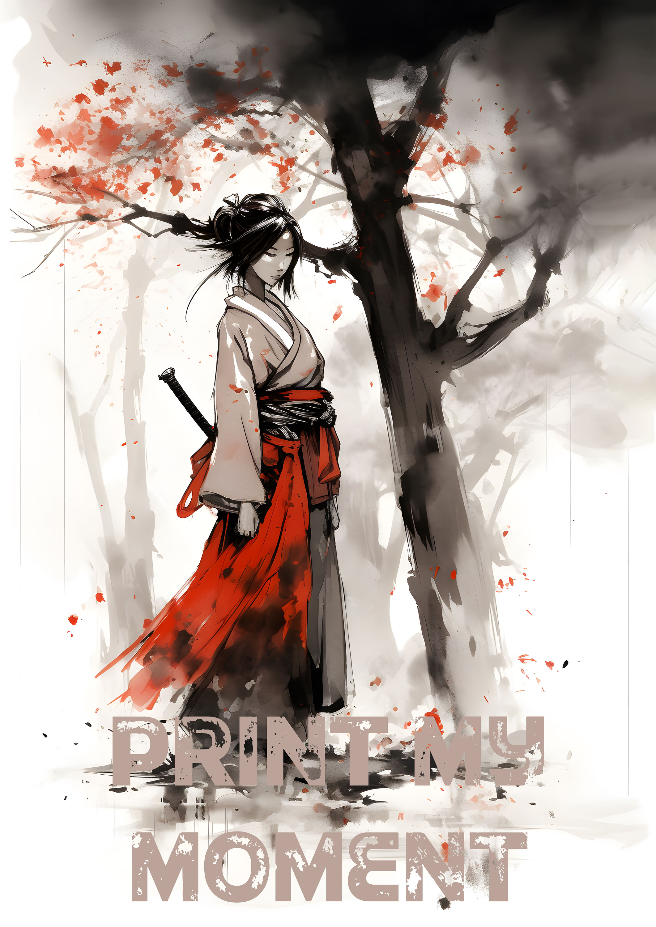 Japanese Female Samurai, Martial Artist Poster, Girl With a Sword ...