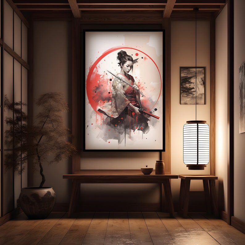 Japanese Female Samurai, Martial Artist Poster, Girl With a Sword ...