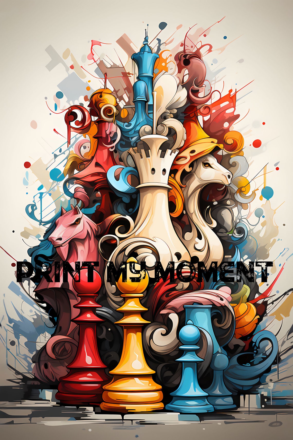Cartoon Style Chess, Chess Piece, Digital Download, Watercolour Digital ...