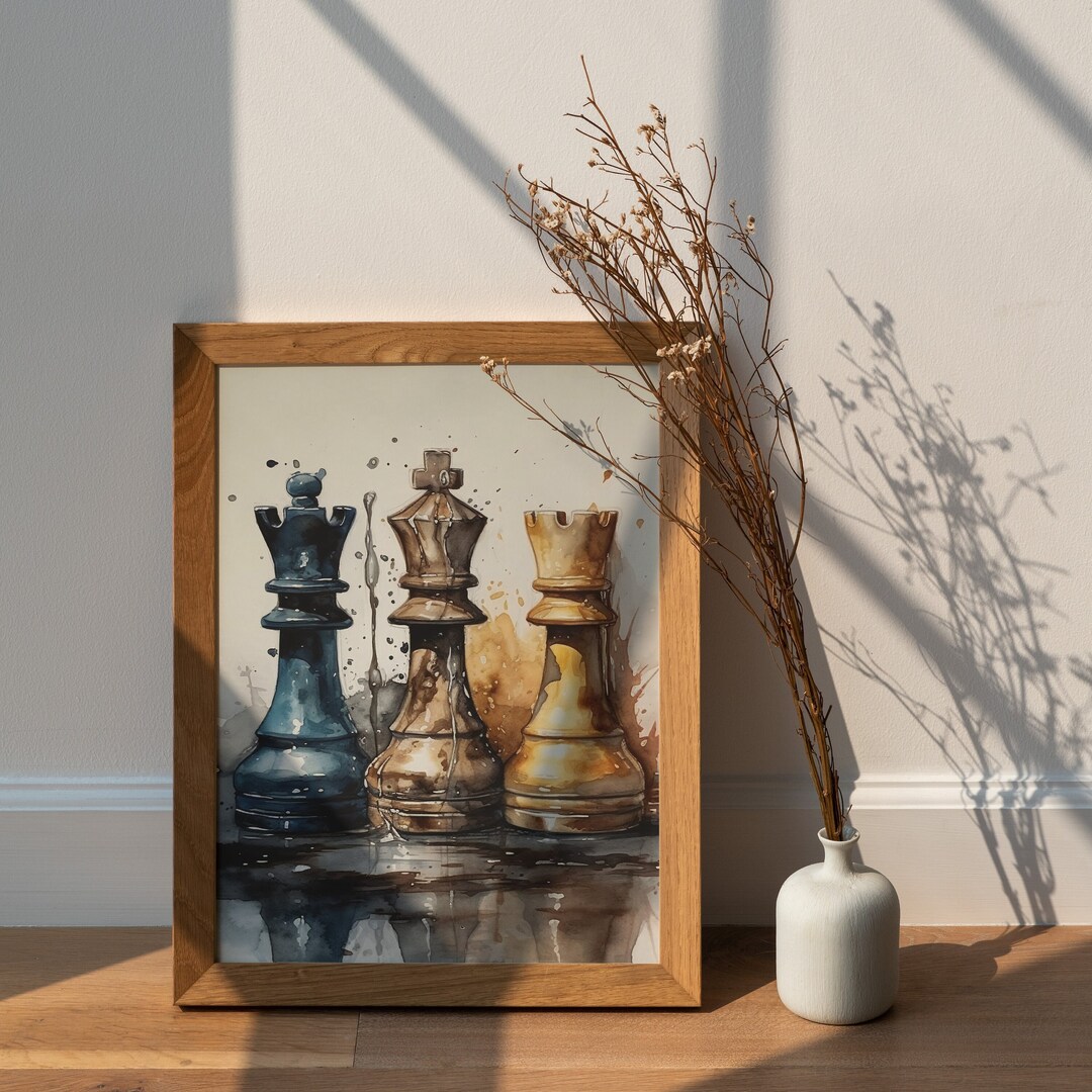Chess Trio Watercolour Painting, Digital Download, Watercolour Digital ...