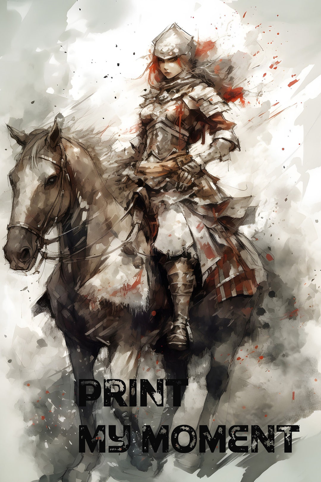 Knight Female on the Horse, Female Warrior Digital Art Series, Instant ...