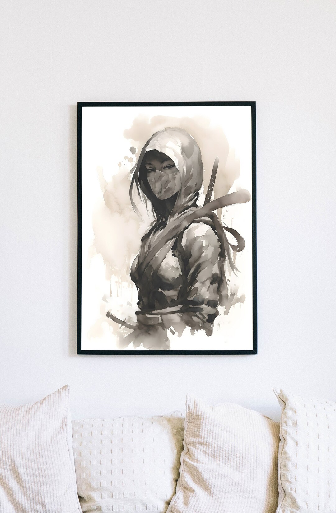 Ninja Female Fighter, Woman Martial Artist Poster, Digital, Art Instant ...